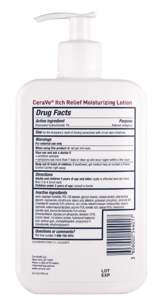 CeraVe Itch Relief Moisturizing Lotion Value Size Bundle - Pack of 2 Bottles - 16 fl oz Per Bottle - 32 fl oz Total - Moisturizes Dry Skin - Steroid Free CeraVe Itch Relief