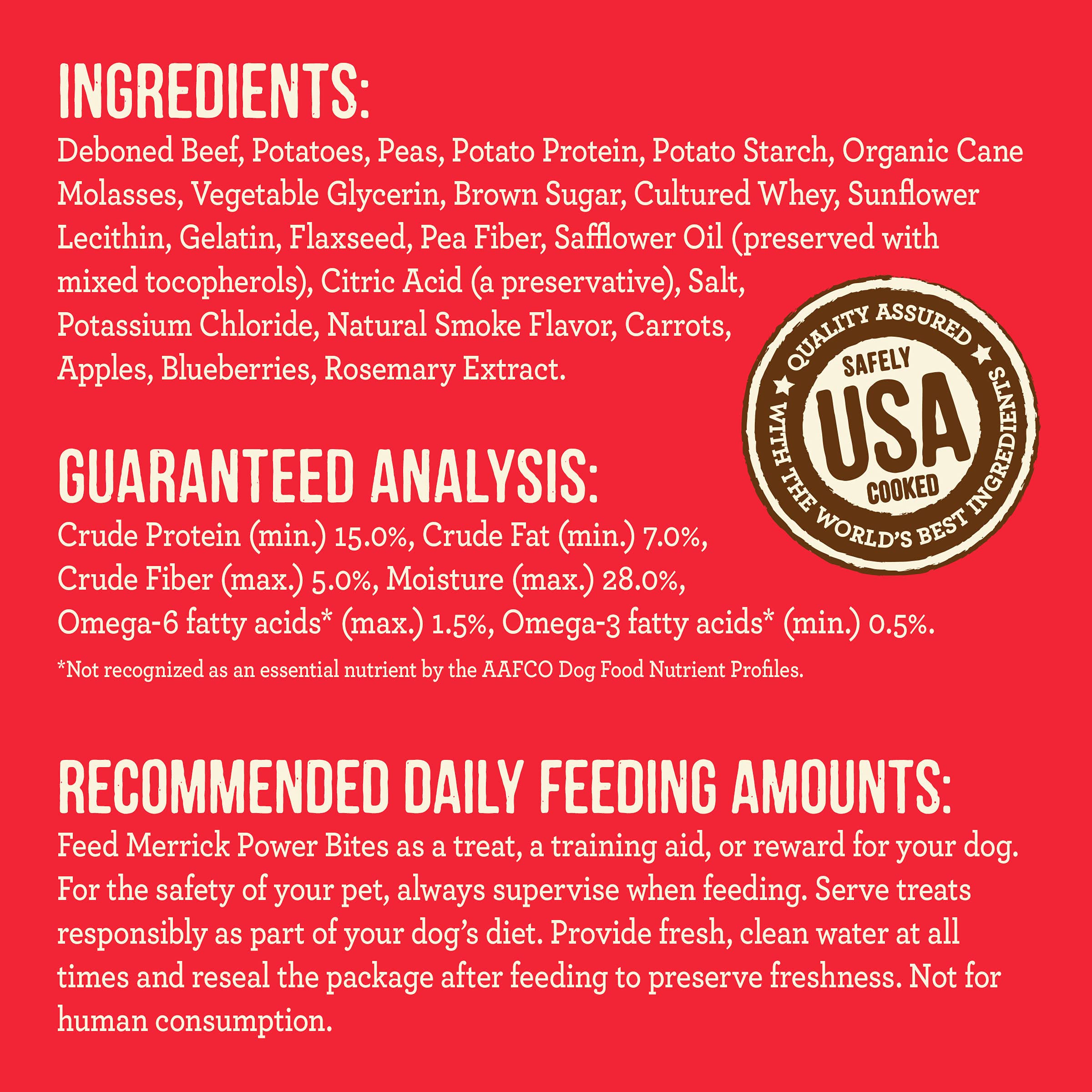 Merrick Power Bites Dog Treats, Real Beef Recipe - 6 oz. Bag