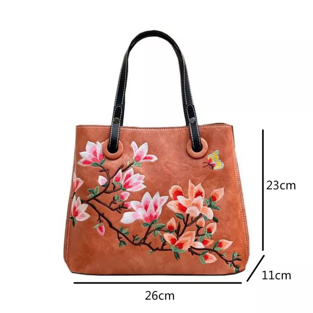 BZLSFHZ Chinese Style Embroidered Handbag Retro Floral Shoulder Bag Large Capacity Women's Casual Tote Bag (Color : E, Size