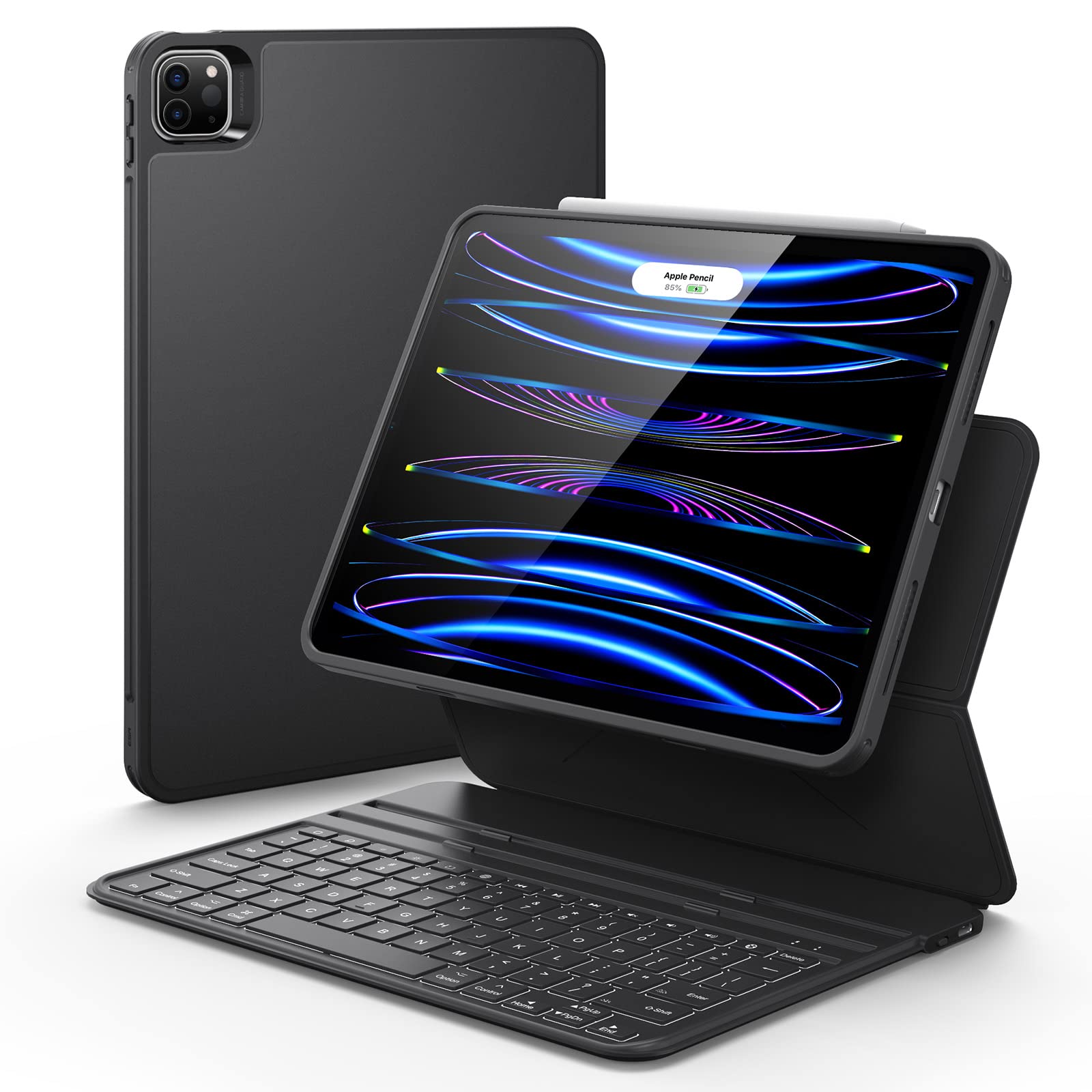 ESR iPad Keyboard Case for iPad Pro 11 inch (1st, 2nd, 3rd, 4th Generation) and iPad Air (4th, 5th Generation), iPad Magnetic Detachable Keyboard Case, Multi Adjustable Mode, Light and Portable, Black
