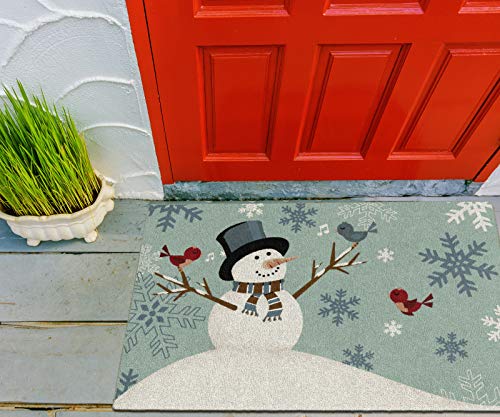Brumlow MILLS Snowman Songs Holiday Decorative Christmas Celebration Area Rug for Front Door, Entryway, Kitchen or Bedroom Mat, 2'6" x 3'10", Teal