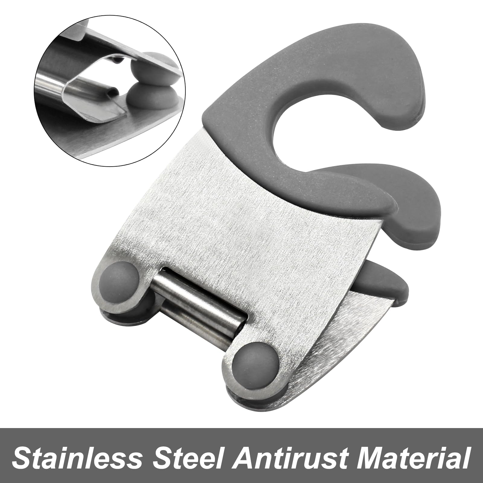 Coufce 2pcs Grey Pot Clip Holder, Stainless Steel Utensil Rest with Plastic Rubber, Pot Spoon Holder for Home Kitchen Restaurant