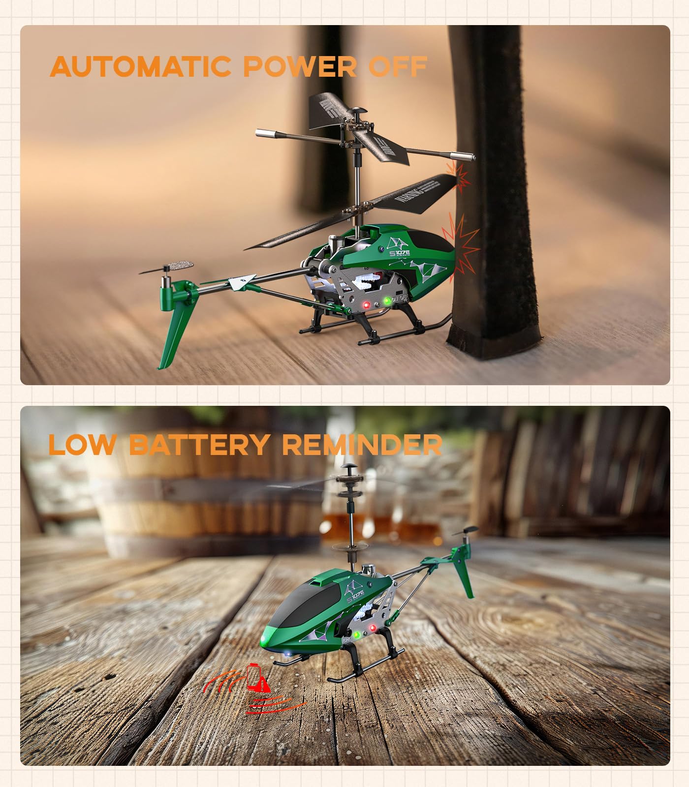 SYMA Remote Control Helicopter, S107H-E Aircraft with Altitude Hold, One Key take Off/Landing, 3.5 Channel, Gyro Stabilizer, High &Low Speed, LED Light Indoor to Fly for Kid Beginner(Green)