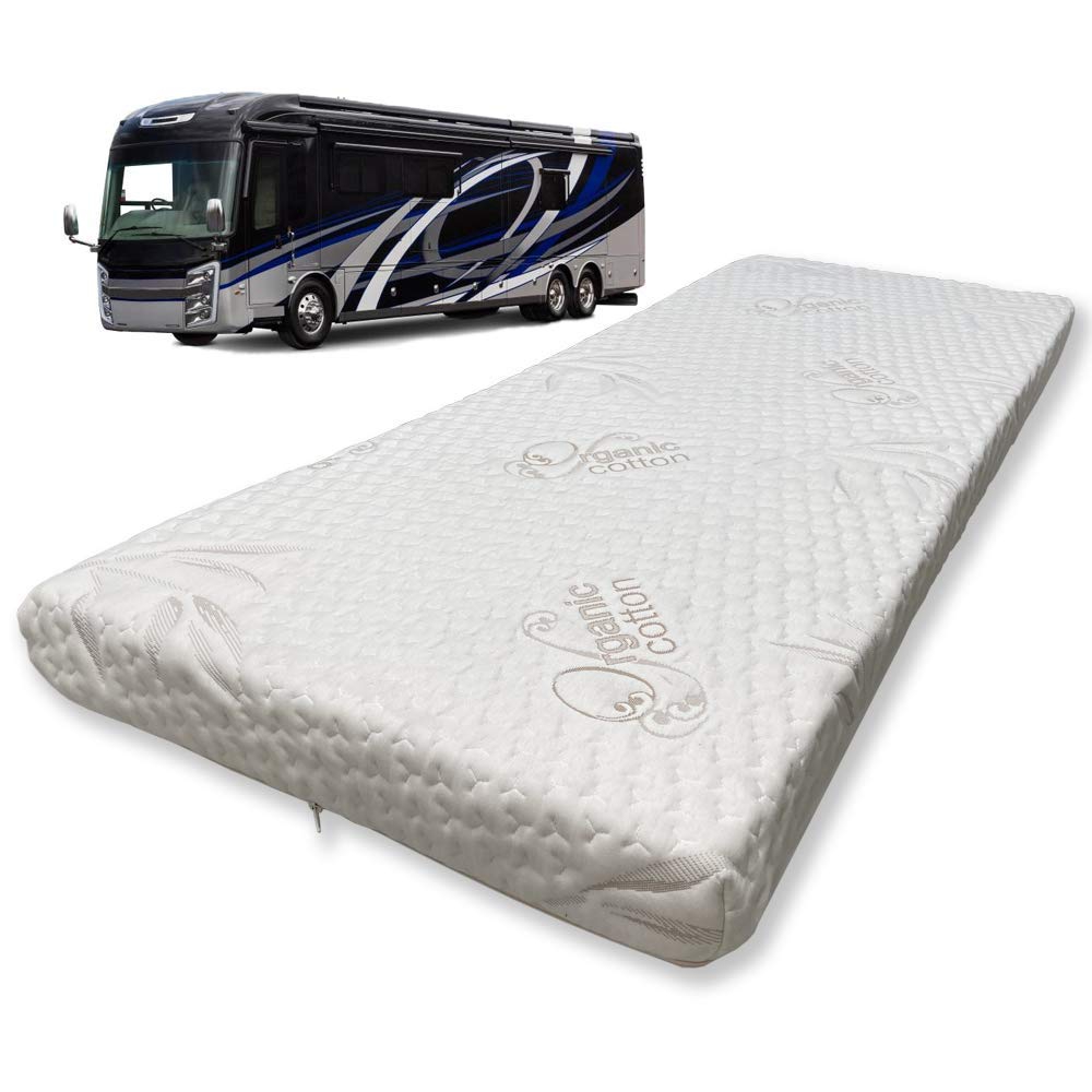 Foamma 4” x 48” x 75” Truck, Camper, RV High-Density Bunk Foam Mattress, Organic Cotton Cover, Made in USA, Comfortable, Travel Trailer, CertiPUR-US Certified