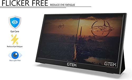 GTEK Portable Monitor 15.8 Inch IPS Full HD 1920 x 1080P Screen with Speaker, Second Dual Computer Display, Wider Than 15.6 Inch, External Travel Monitor for MacBook Laptop PC, Includes Smart Cover