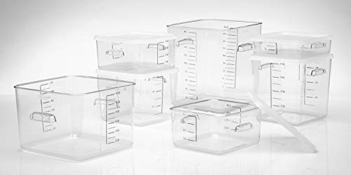 Rubbermaid Commercial Products-FG630400 Plastic Space Saving Square Food Storage Container For Kitchen/Sous Vide/Food Prep, 4 Quart, Clear, LID SOLD SEPARATELY