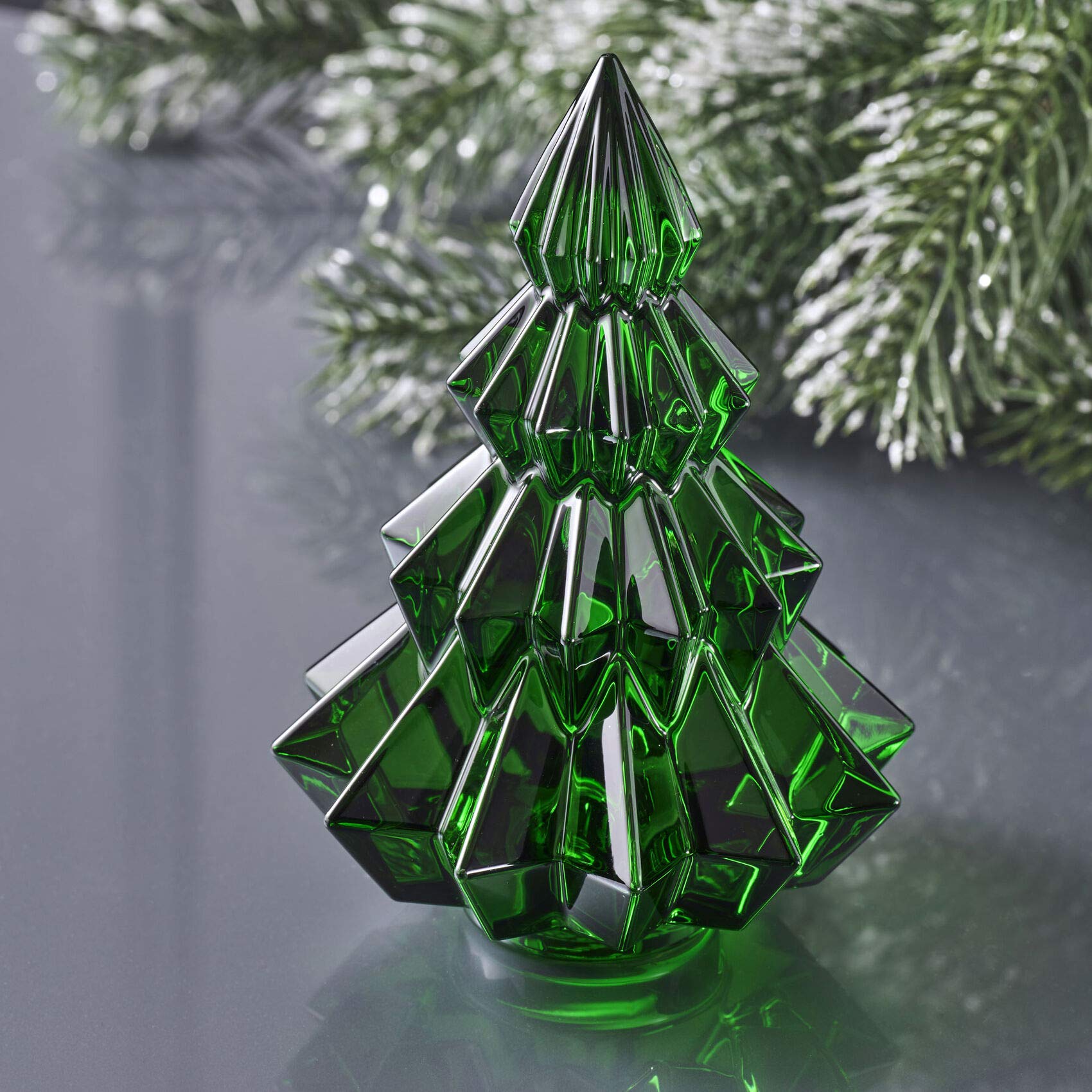 Baccarat Crystal Small Christmas Aspen Fir Figurine Green #2813076