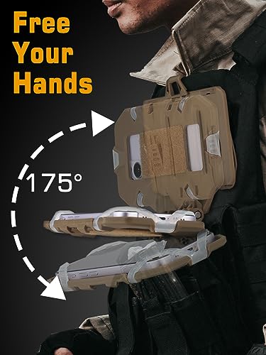 EralcNa Tactical Plate Carrier Vest Attachments, Universal Phone Chest Mount for Screen Size 6.1"-6.7" (tan)