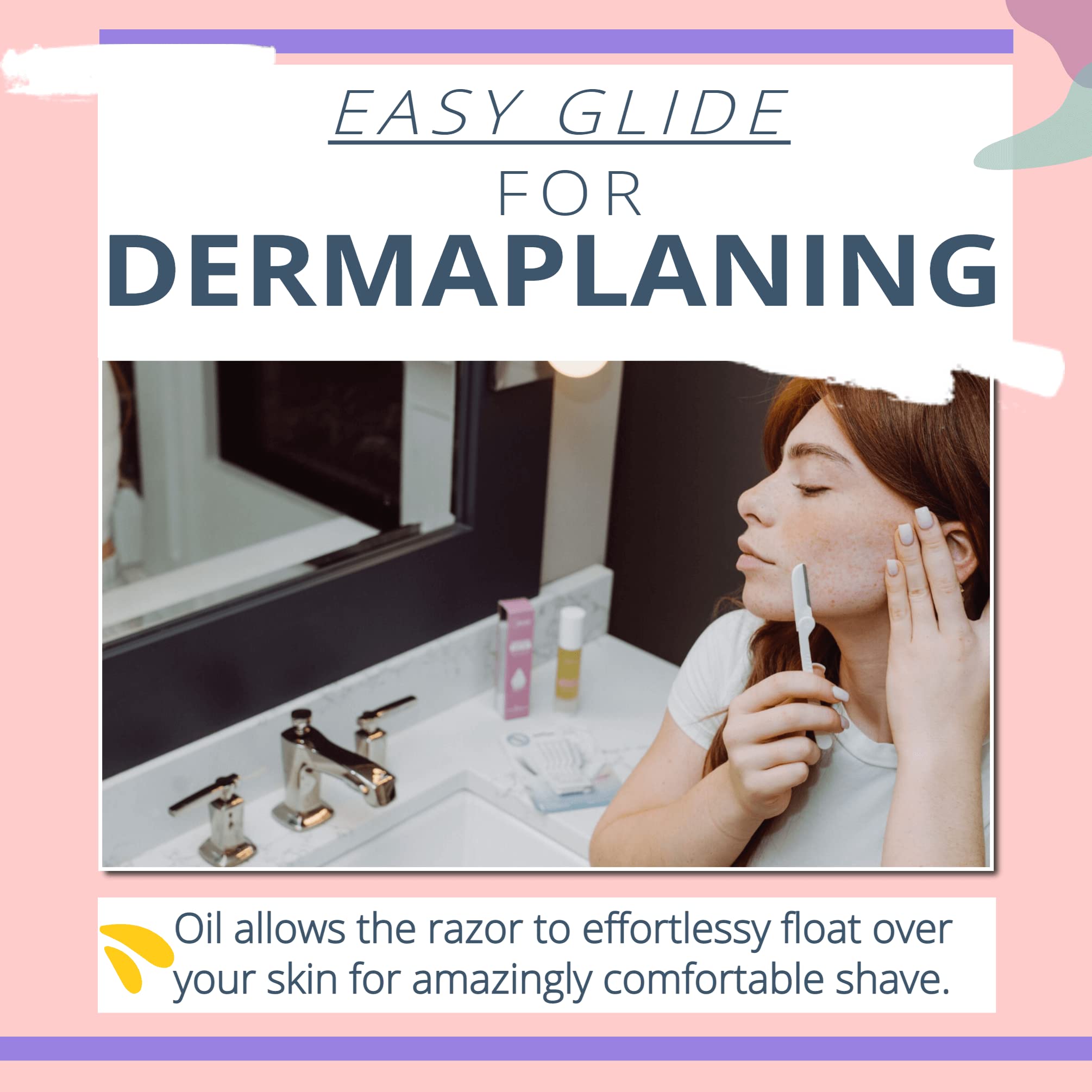Dermaplaning Tool (9 Count) and Dermaplane Oil Bundle – Easy to Use Face Razor with Smooth Glide Shave Oil – Effortlessly Removes Facial Hair for Happy Skin