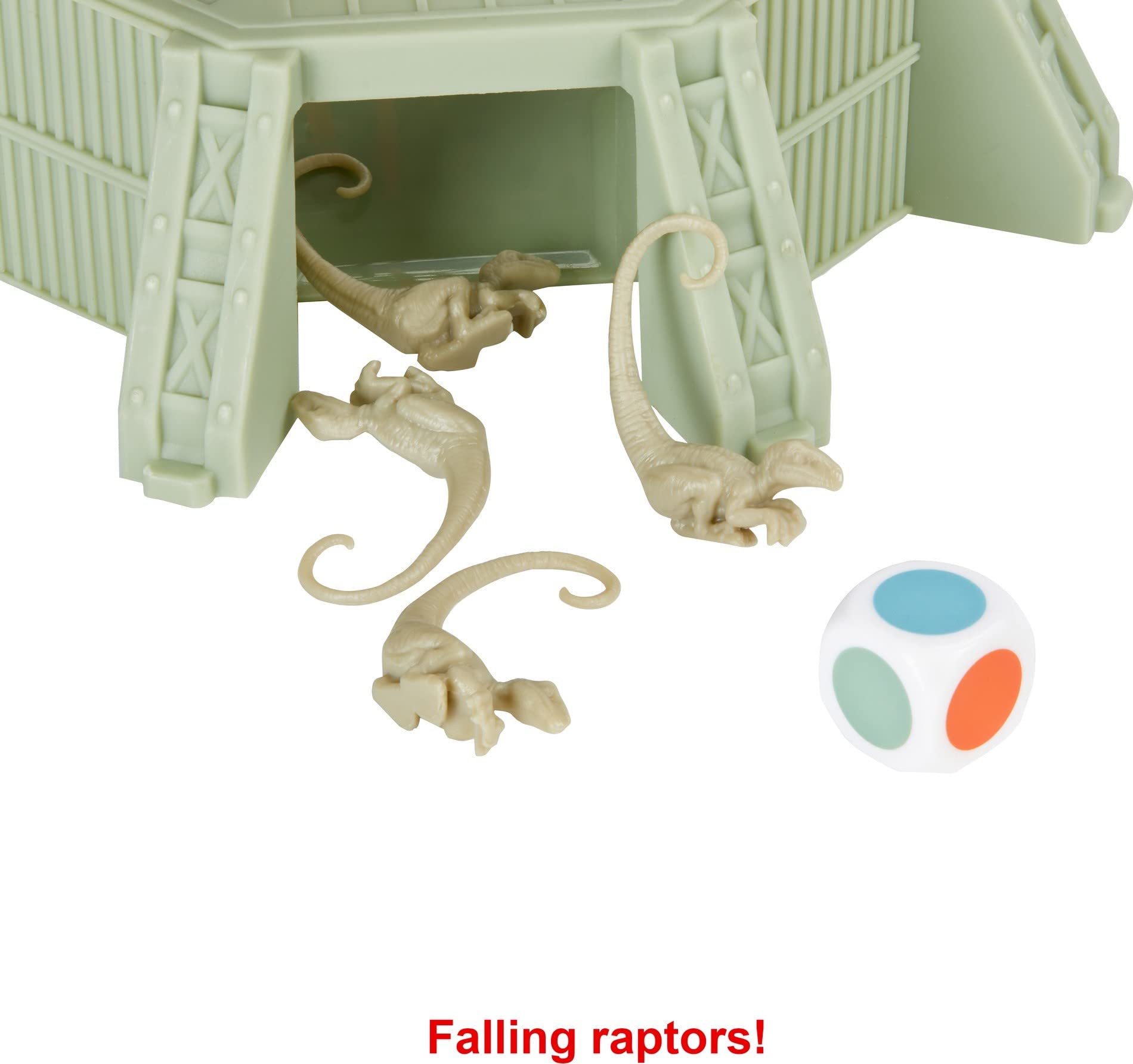 Mattel Games KerPlunk Jurassic World Dominion Kids & Family Game with Velociraptor Dinosaurs, Tower, Sticks, Die & Stickers