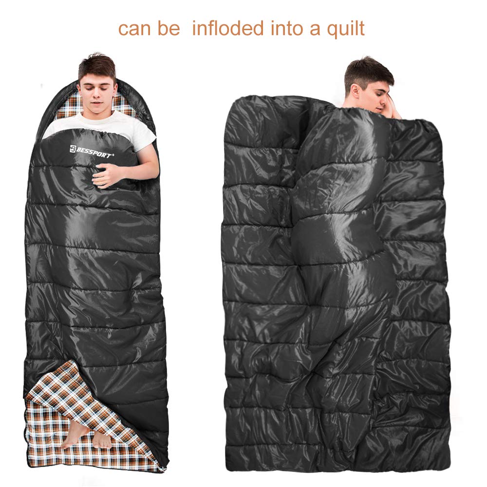 Bessport Sleeping Bag for Adults& Kids, 40β Winter Warm & Cold Weather 3-4 Season Sleeping Bag, Lightweight and Waterproof for Backpacking, Camping, Hiking