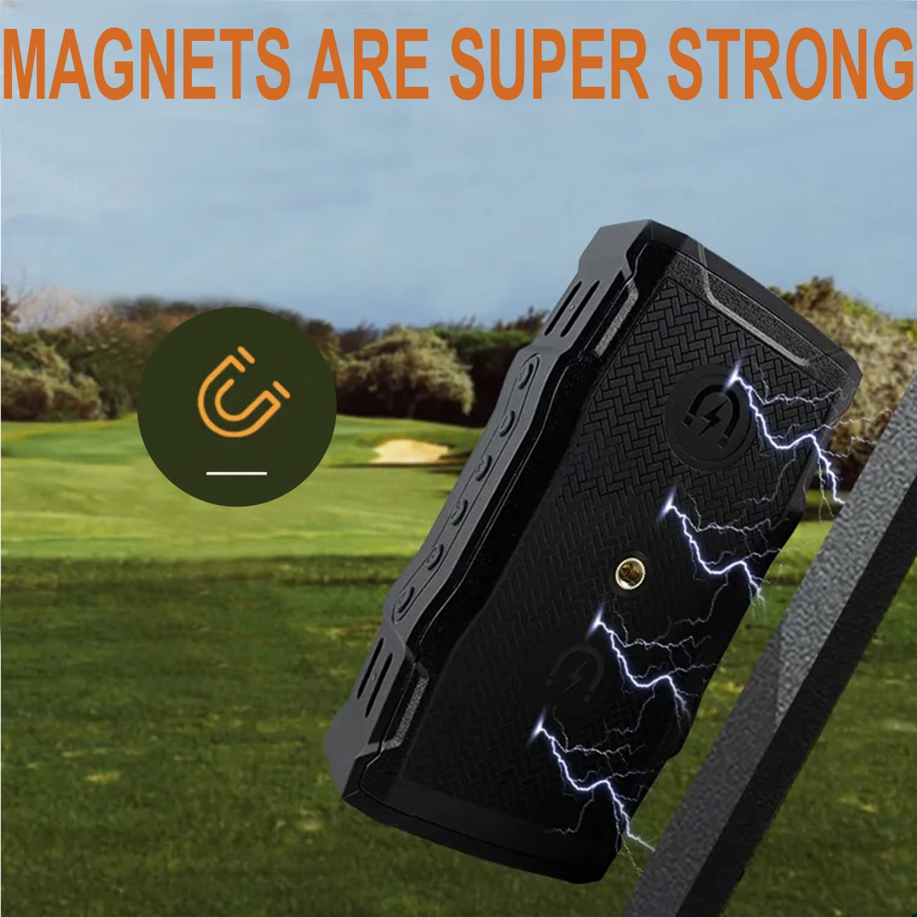 BIRDIE79 β Portable Golf Cart Speaker, Magnetic Bluetooth Speakers 36 Hour Playtime. Rugged Outdoor Speaker for Waterproof, & Shockproof. 30W Loud & Clear Stereo Sound,