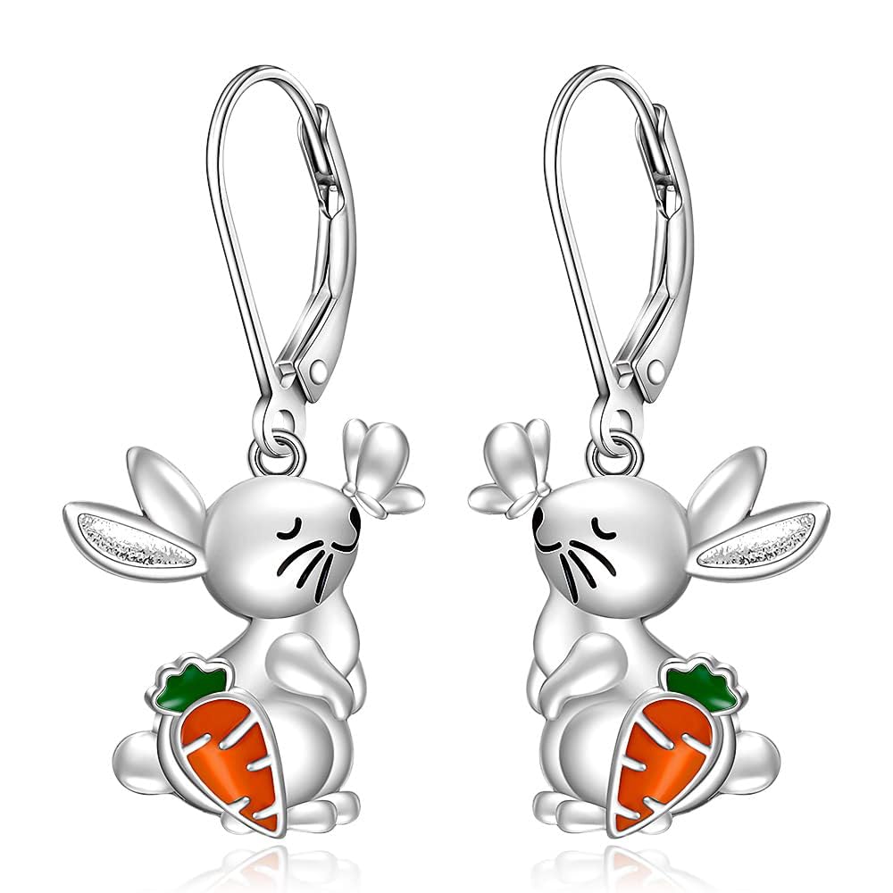 Bunny Earrings for Women Easter Bunny Earrings Carrot Dangle Drop Sterling Silver Animal Bunny Rabbit Holiday Easter Jewelry Gifts