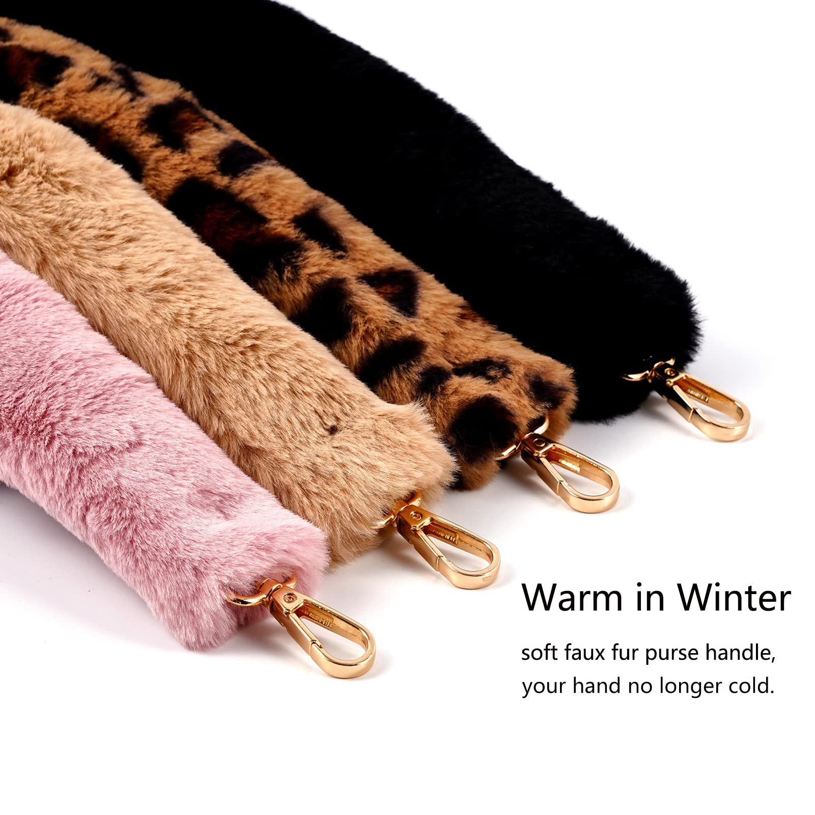 Xiazw Winter Warm Wide Purse Chain Strap Bag Handle Replacement for Handbag (White)