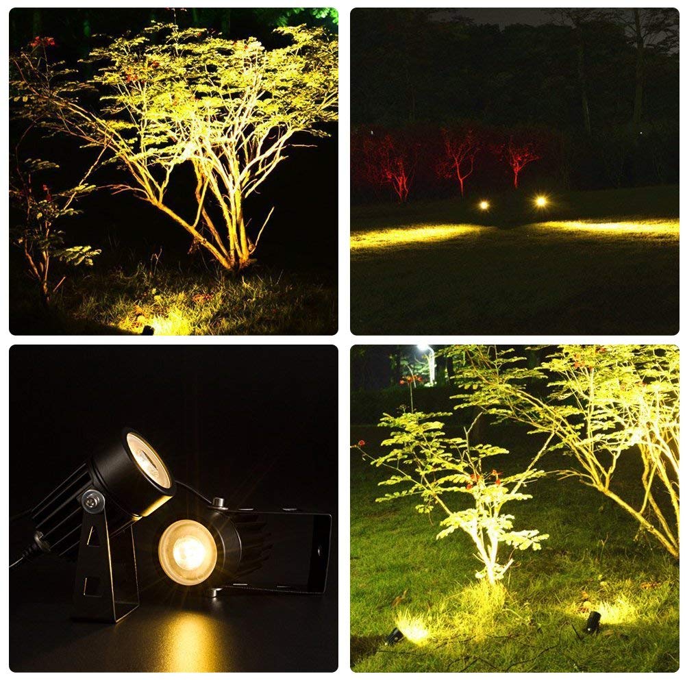 T-SUN Solar Spotlights 2W Outdoor LED Landscape Spot Light, 2-in-1 Waterproof Solar Powered Wall Lights Auto ON/Off with Dual Headlamp for Garden, Yard, Pathway(Warm White)