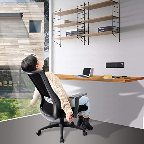 Big and Tall Ergonomic Office Chair Mesh Computer Desk Chair with Wide Seat, Adjustable Arms, and Lumbar Support, High Back Rolling Swivel Task Chair (Black)