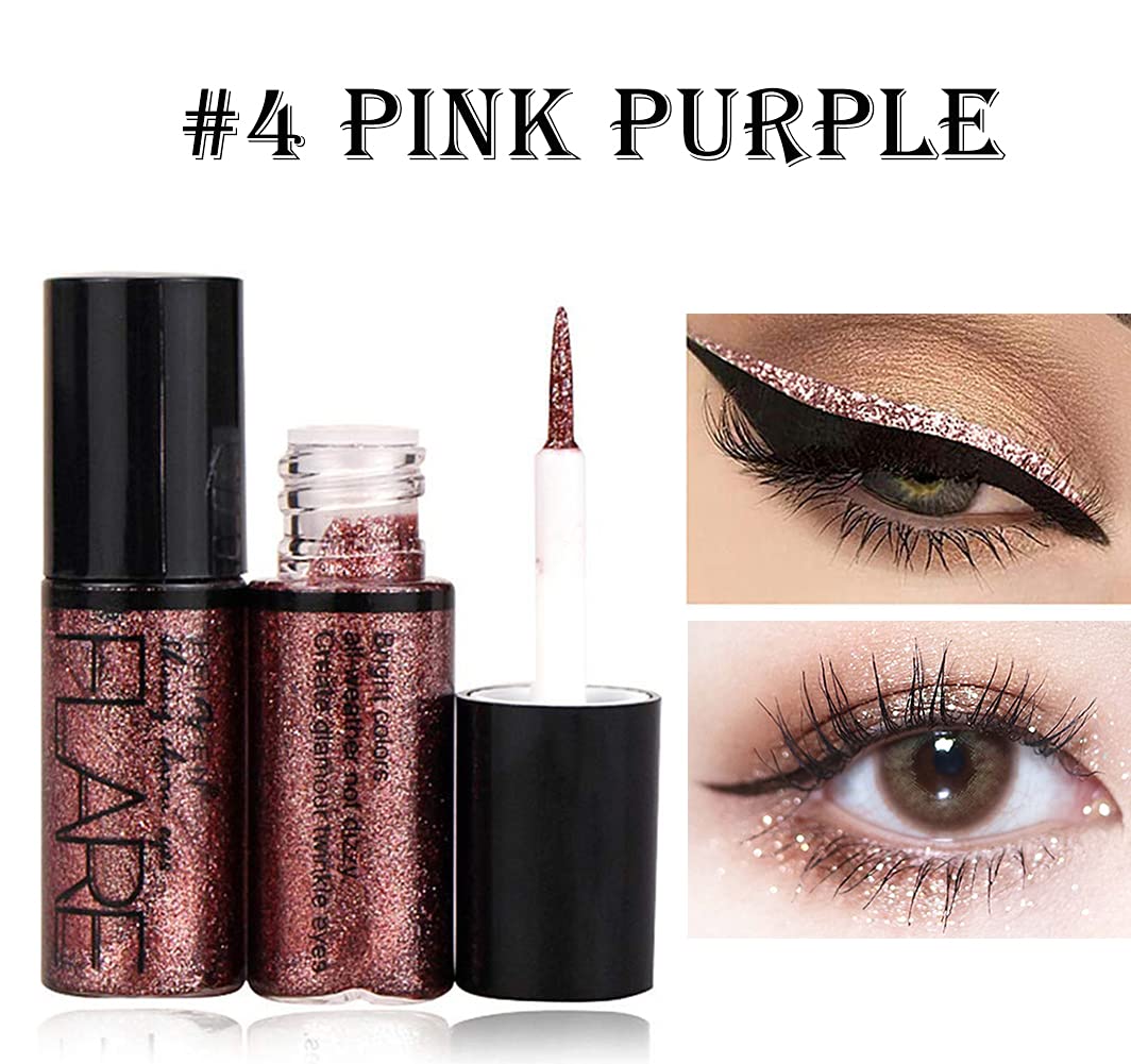 ETEDES Glitter Eyeshadow liquid Eyeliner, Long Lasting Waterproof Shimmer Metallic Glitter Eyeshadow, Eyeliner EyeShadow 4 clours (Styles #2)