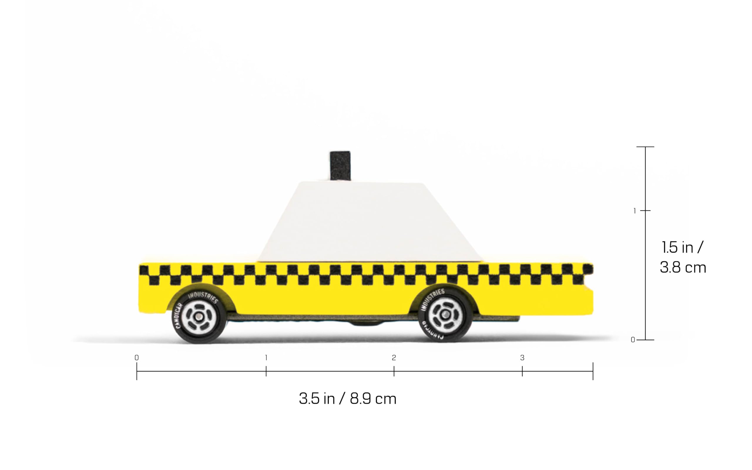 CANDYCAR® Wooden Diecast Collection - Yellow Taxi, Premium Handcrafted Beech Wood Toy Car