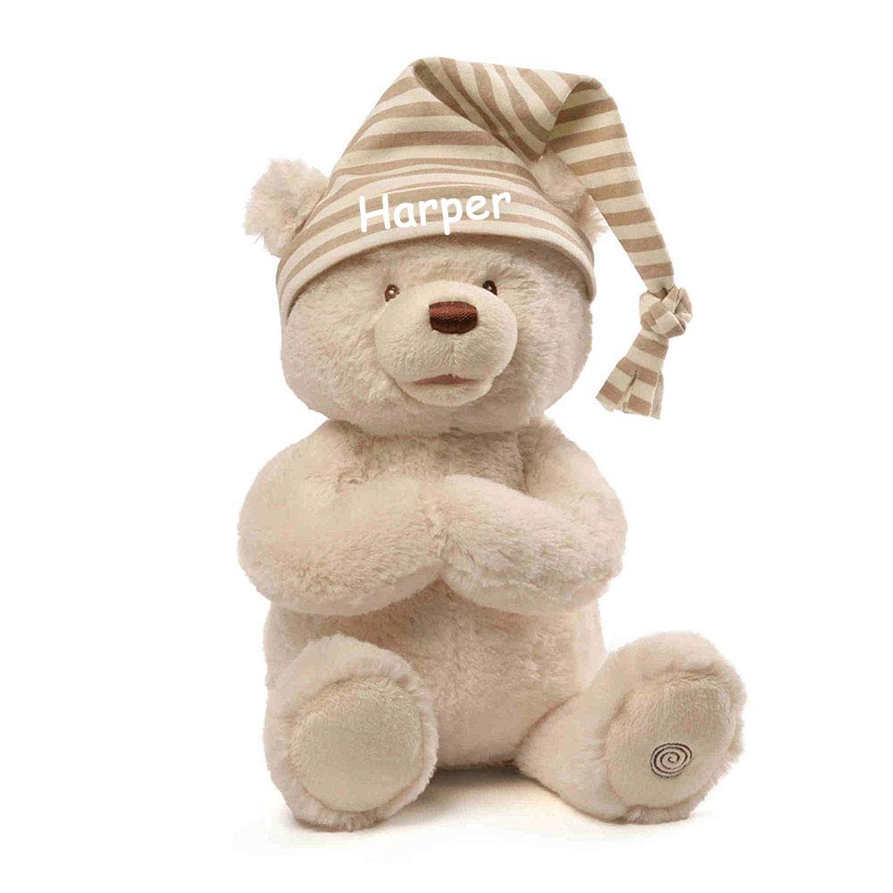 Personalized Goodnight Prayer Bear Animated Talking Plush Stuffed Animal Toy for Baby Boy or Baby Girl with Custom Name - 15 Inches