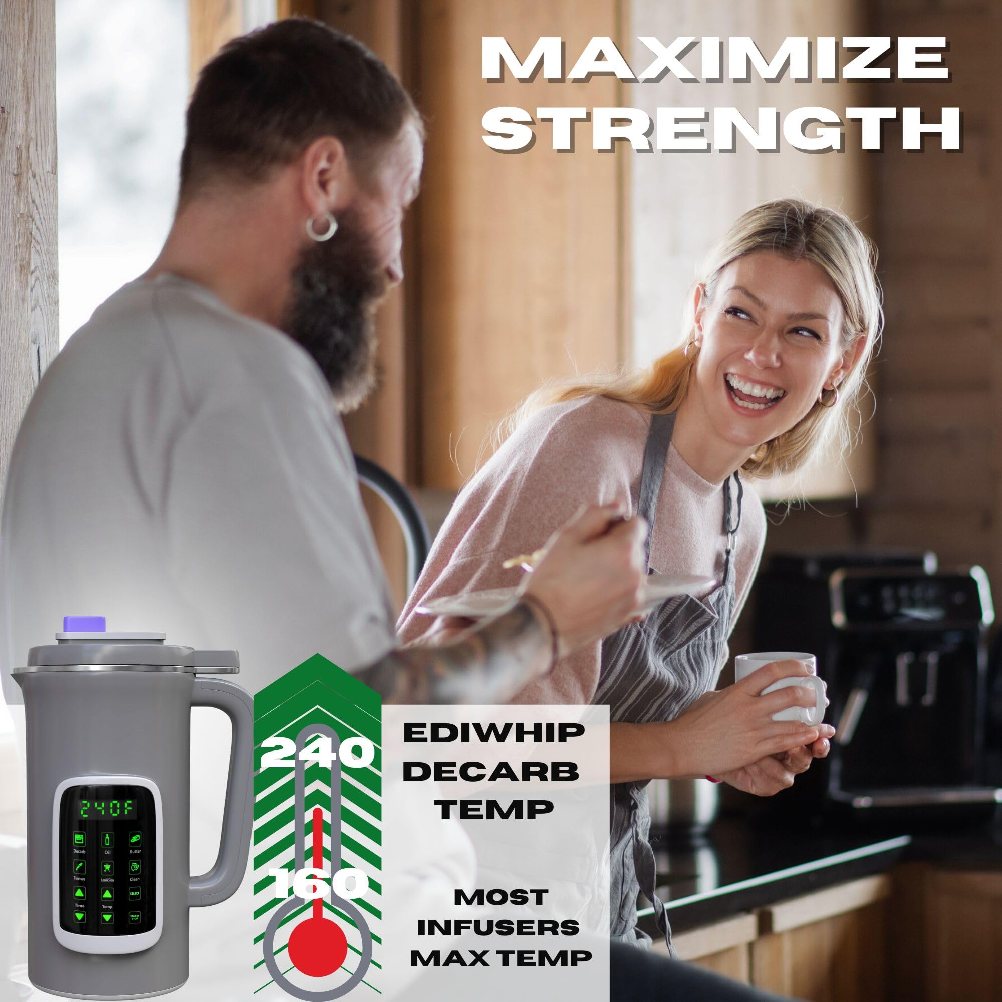 Decarboxylator and Infuser Machine, Magic Herb Butter Machine, Oil Infuser Machine, Gummy Maker, Mess-Free, Easy to Use, Make Desserts, Tincture, Lotions & More, Includes Strainer β EdiWhip 2.0