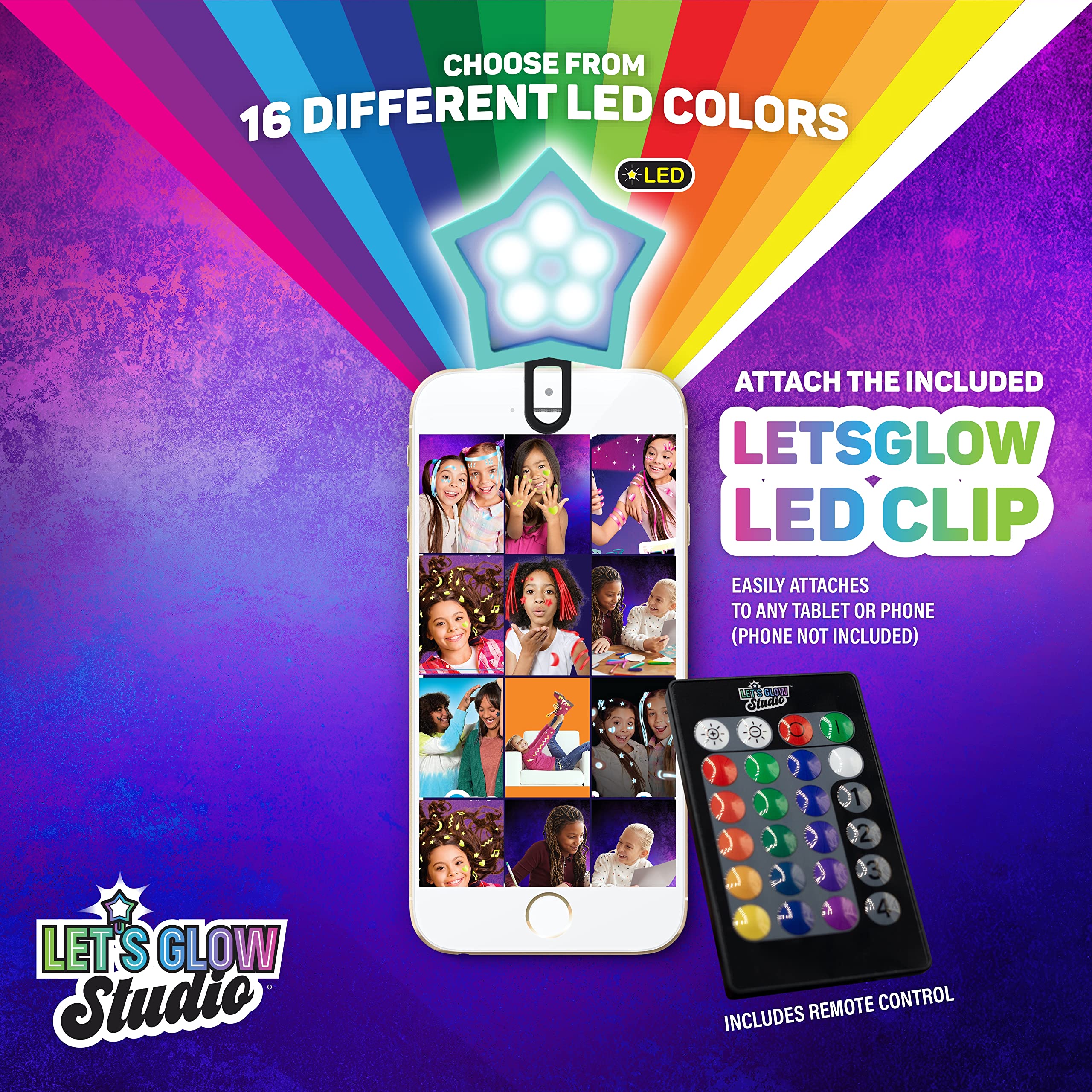 Sky Castle LetsGlow Studio - DIY Arts and Crafts Glow Kit, Includes 16 Color LED Light, Remote Control and Accessories - Craft Glowing Outfits to Make Videos with Friends! [Packaging May Vary]