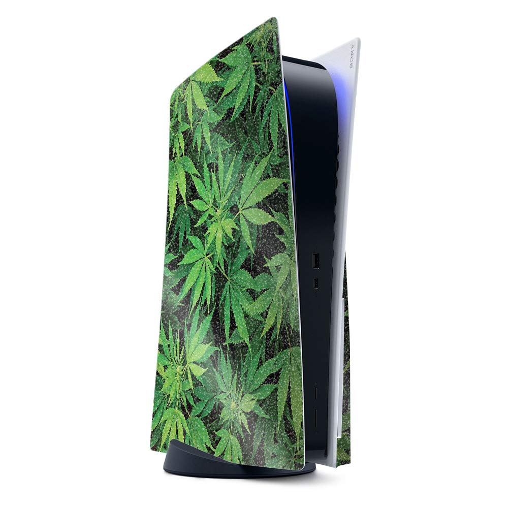 MightySkins Glossy Glitter Skin Compatible with PS5 / Playstation 5 - Weed | Protective, Durable High-Gloss Glitter Finish | Easy to Apply, Remove, and Change Styles | Made in The USA