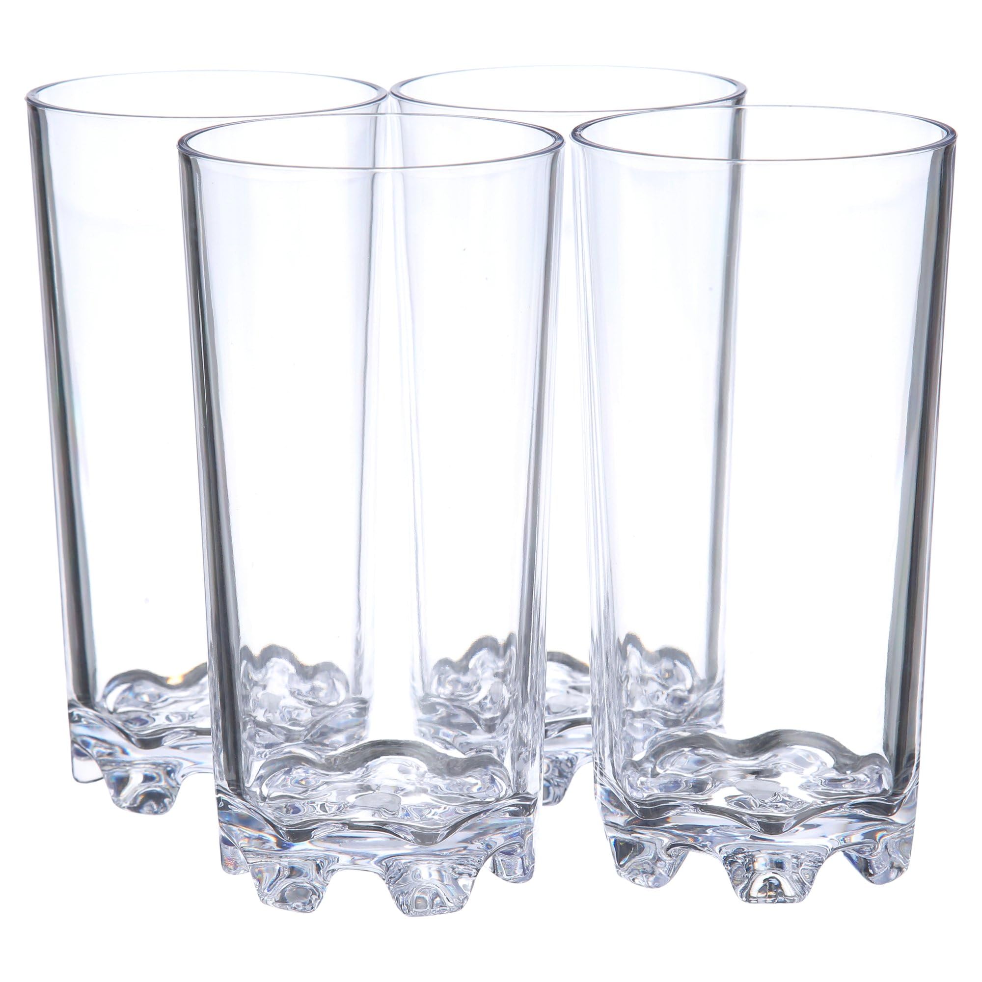 Bravario Unbreakable Plastic Drinking Glasses 11 oz | Dishwasher Safe Shatterproof 100% Tritan Water Tumblers | BPA Free Reusable Outdoor Highball Drinkware | Set of 4