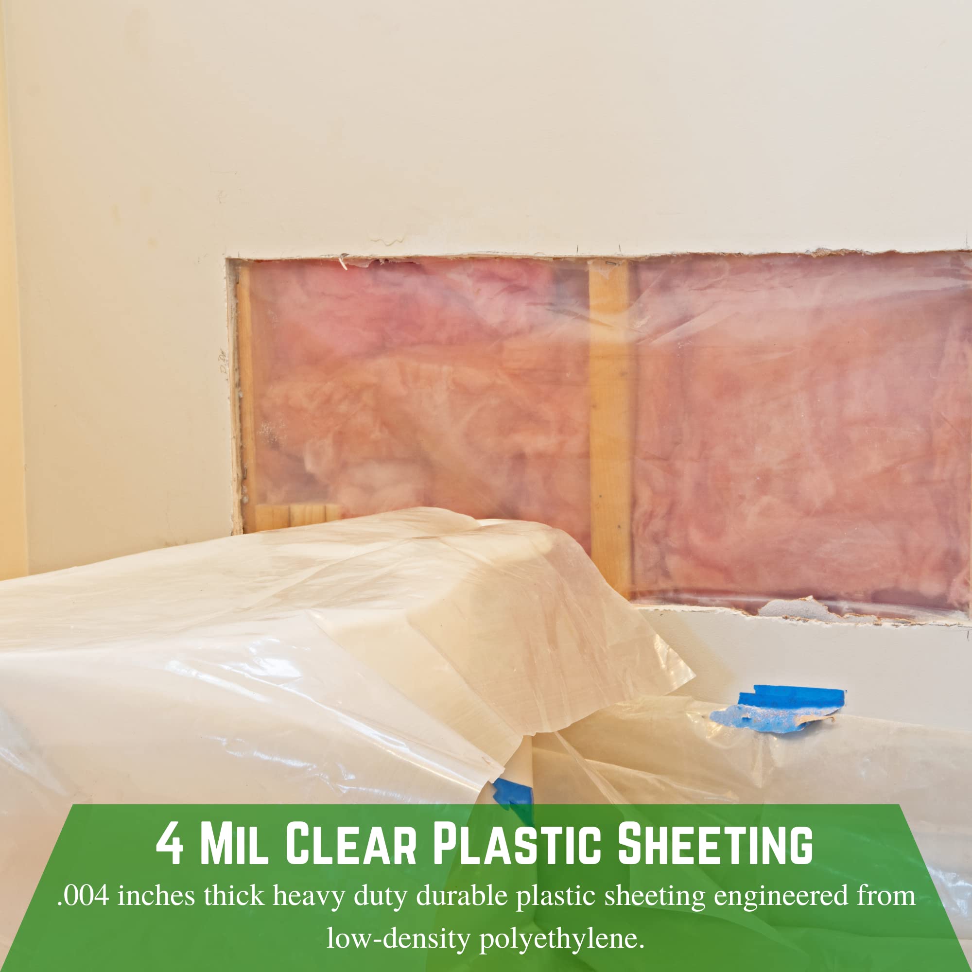 Farm Plastic Supply - Clear Plastic Sheeting - 4 mil - (6' x 100') - Thick Plastic Sheeting, Heavy Duty Polyethylene Film, Drop Cloth Vapor Barrier Covering for Crawl Space
