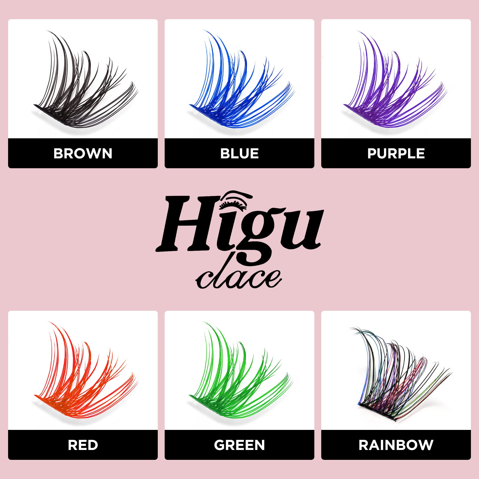 Colored Lash Clusters DIY Eyelash Extensions 72 C/D Curl Colored Cluster Lashes Brown Blue Purple Green Red Individual Lashes Cluster Eyelash Clusters Thin Band DIT at Home(Volume Brown-D mix8-16)