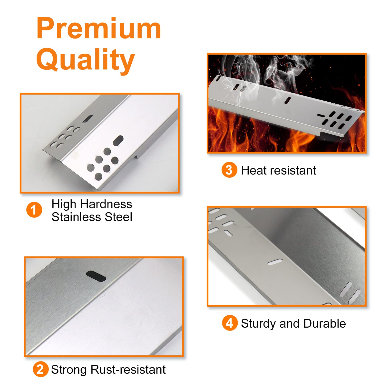 BTCDR Grill Heat Plate Replacement for Dyna-Glo DGH485CRP, Dyna-Glo DGH474CRP Gas Grill, Heat Shield for Dyna-Glo 4 Burner Grill Models, Stainless Steel Heat Tent, 5 Pack