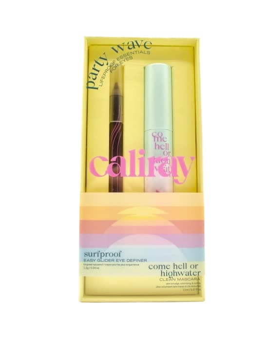 Caliray Party Wave Mascara & Eyeliner Gift Set:: Come Hell or High Water Volumizing Tubing Mascara in Black and Surfproof Easy Glider Eye Definer Waterproof Eyeliner Pencil in Black