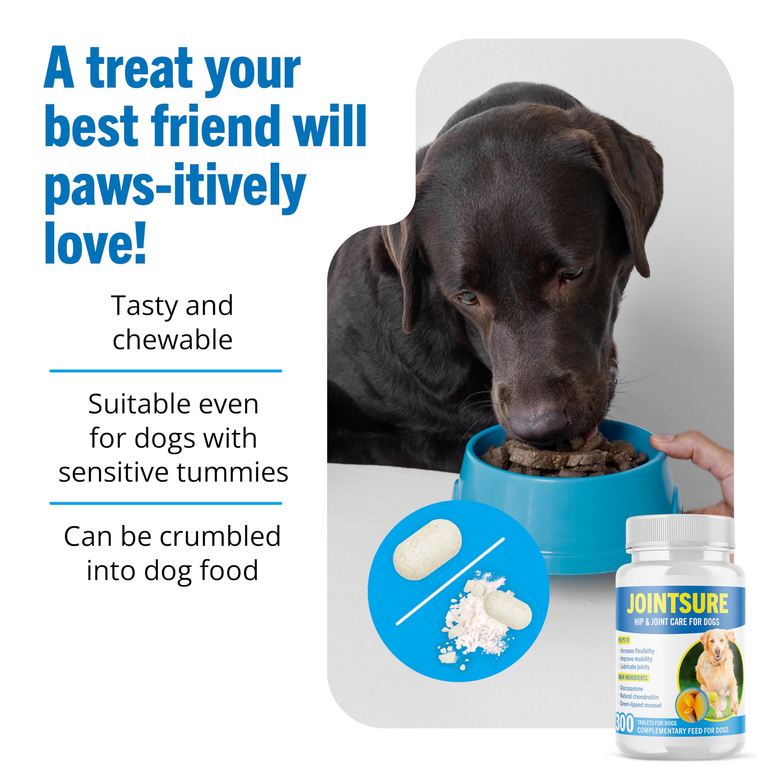 JOINTSURE Hip and Joint Supplement for Dogs 300 Tablets | Formulated with Glucosamine & Chondroitin for Dogs | Proven to Improve Mobility & Increase Flexibility | All Breeds & Sizes