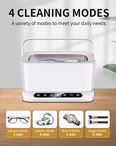 GERCY Ultrasonic Jewelry Cleaner, 800ml Sonic Cleaner Machine with 4 Digital Timer for Eyeglasses, Silver, Rings, Watches, Razors, Coins, Makeup Brushes for Gifts