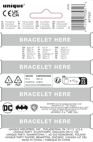 Unique Batman Stretchy Bracelets (Pack of 4) - Ideal for Kids Birthdays & Parties