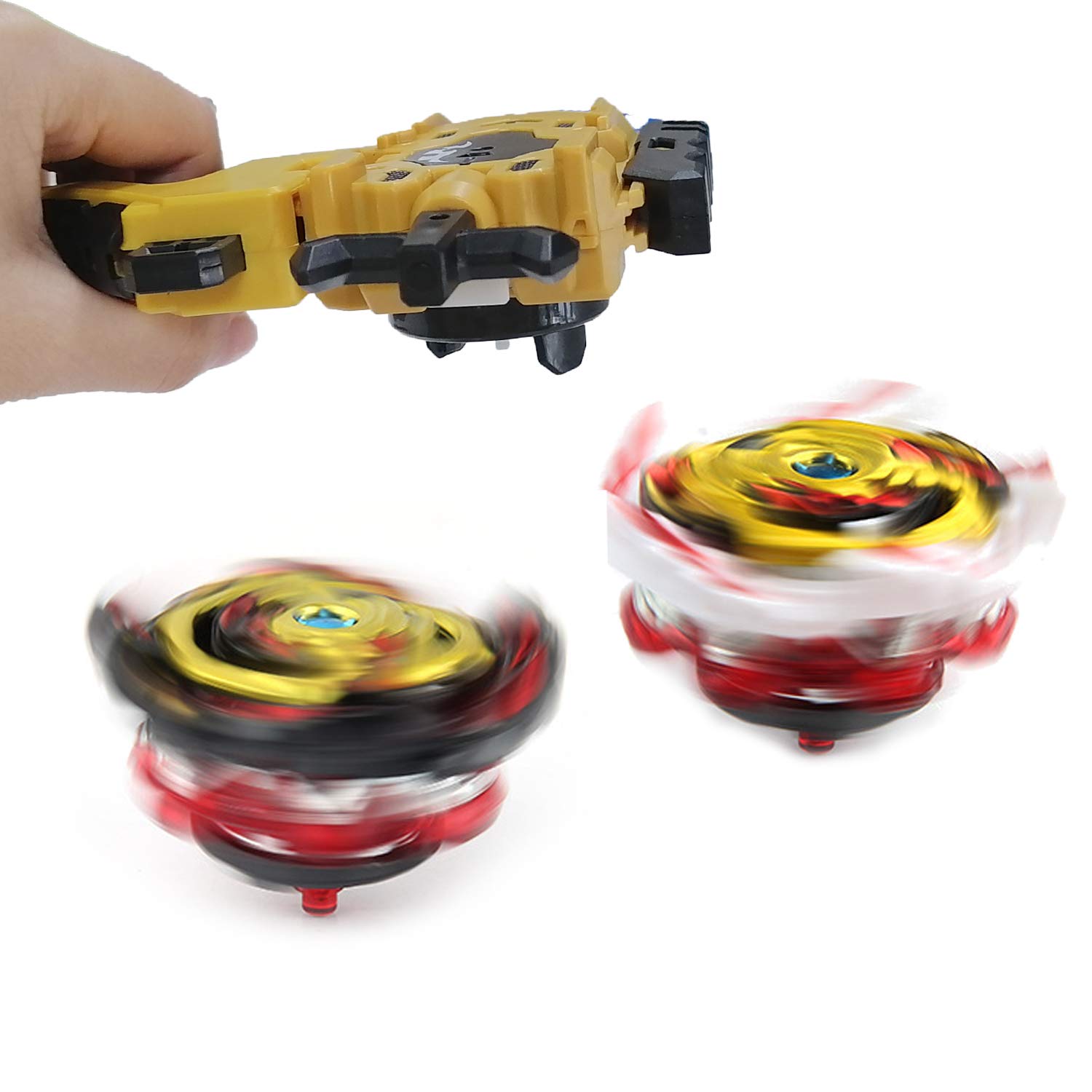 Speder Bey Gyro Blades Launcher and Grip, Light Sparking Battling Burst String Launcher Gyro Left&Right LR Spin Top Compatible with All Bey Burst Series Battling (Gold)