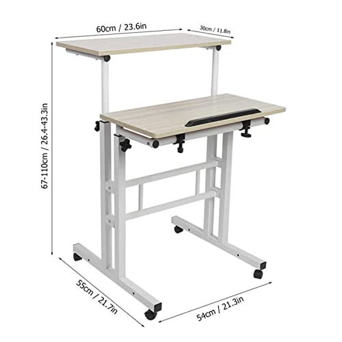 Home Office Desks PC Table Removable Adjustable Laptop Desk Foldable Learning Writing Desk with Double Desktop Home Office Workstation with Wheels Bedside Table Sofa Table Writing Work Desk ( Color :
