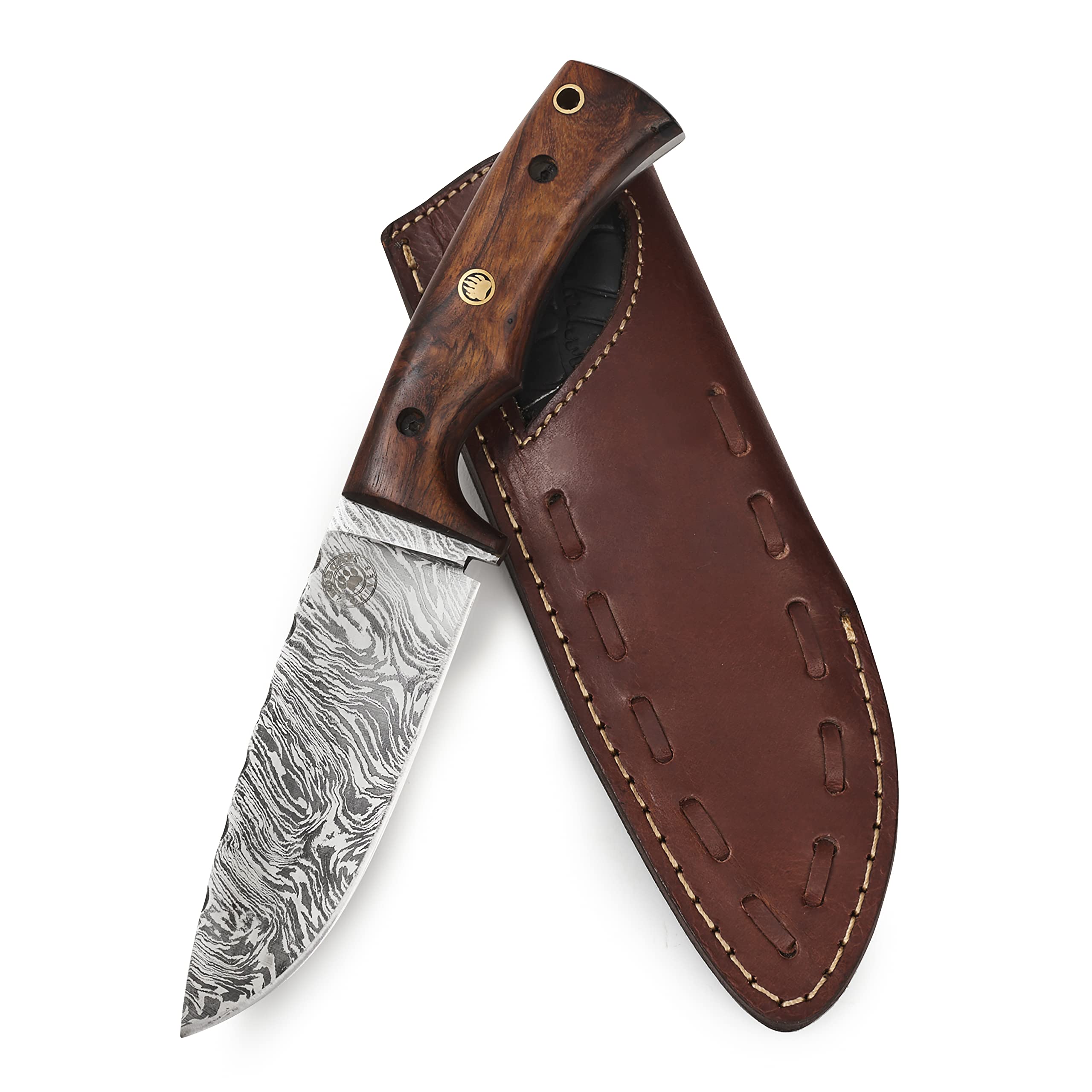 BIGCAT ROAR Handmade Hunting Knife - Bushcraft Full Tang Fixed Blade Hunting Knife with Sheath and Micarta Handle - 9″ Outdoor Knife - Black Panther