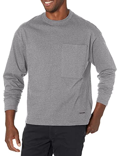 Calvin Klein Men's Relaxed Fit Rugby Jersey Pocket Long Sleeve Tee