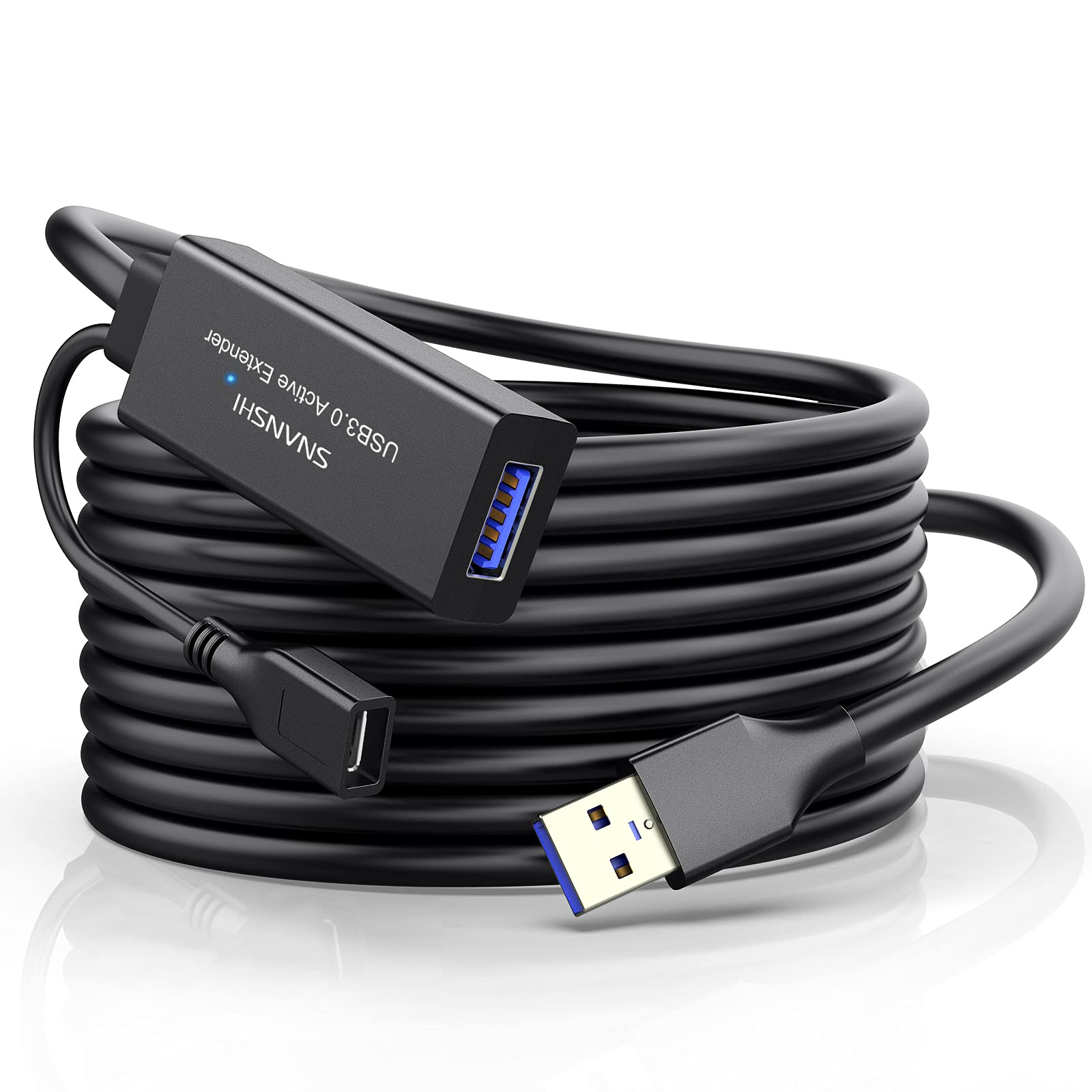 SNANSHI Active USB 3.0 Extension Cable 25 ft, Active USB Extension Cable with Signal Booster Compatible with Oculus Rift, Oculus Quest/Quest 2 VR, Xbox one, Keyboard,Flash Drive, Webcam etc