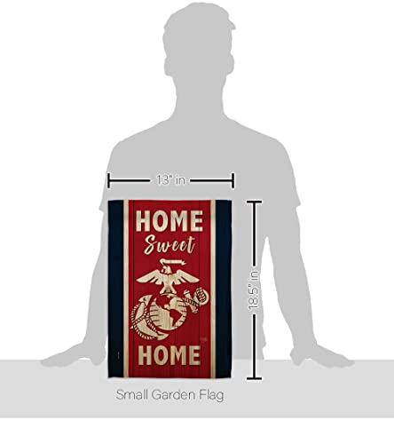 Home Sweet Marine Corps Garden Flag - Set Mailbox Hanger Armed Forces USMC Semper Fi United State American Military Veteran Retire Official - House Banner Small Yard Gift Double-Sided 13 X 18.5