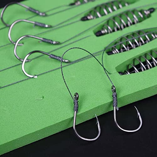 chaber Hooks 5 Pcs/Set Double Hook Fishing Line Stainless Steel Barbed Carp Hooks Bait Feeder Spring Fish Hook Tools Accessories Fishing Hooks (Size : Size 11)