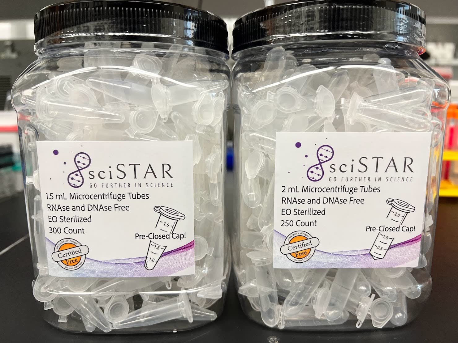SciStar 2.0ml Microcentrifuge Tubes – sterile – pre-Closed! – with snap Cap: 2.0ml, RNase/DNase Free, Polypropylene Tubes, Container of 250