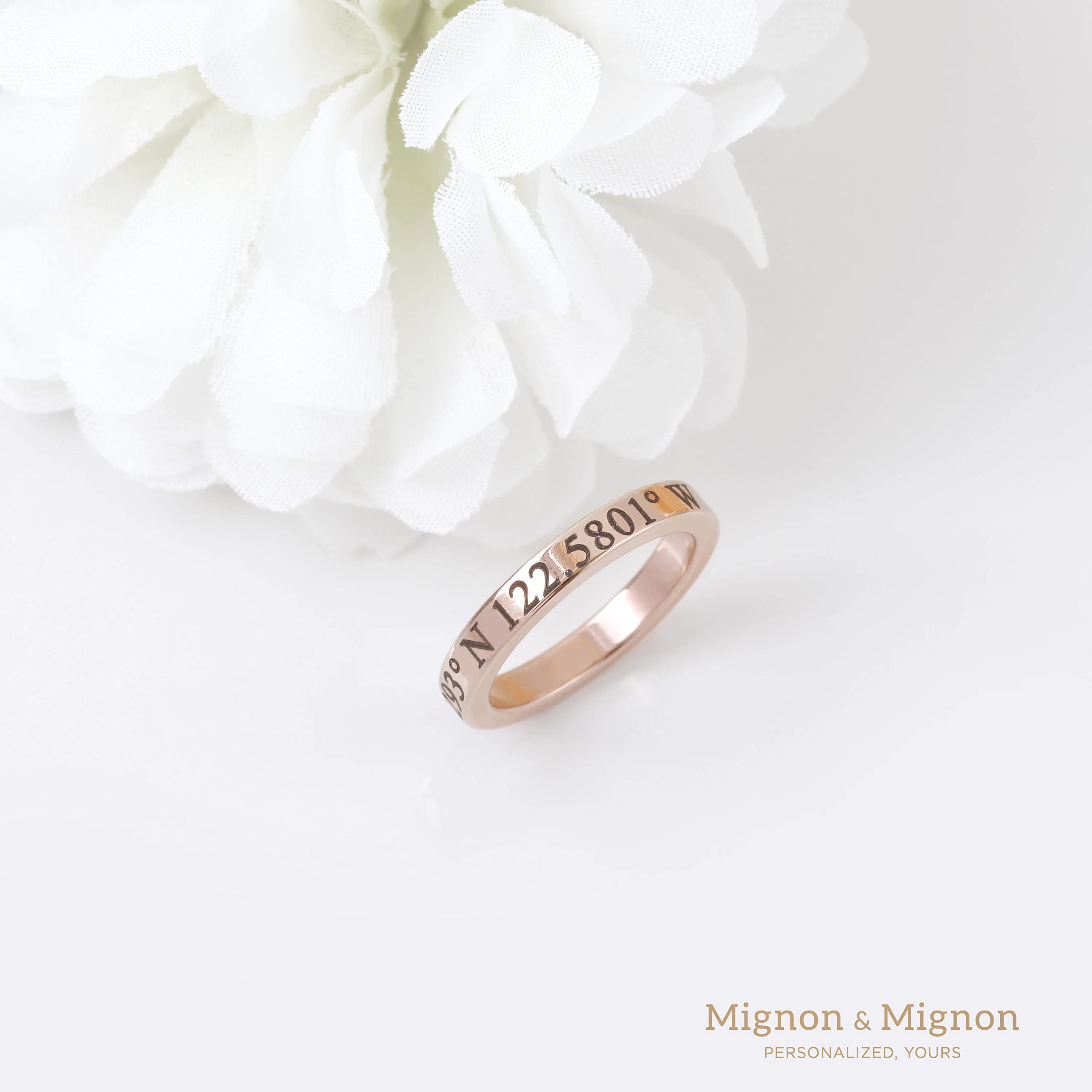MignonandMignon Personalized Engraved Rings for Women Friendship Matching Rings Custom Coordinate Stacking Best Friend Memorial - R4