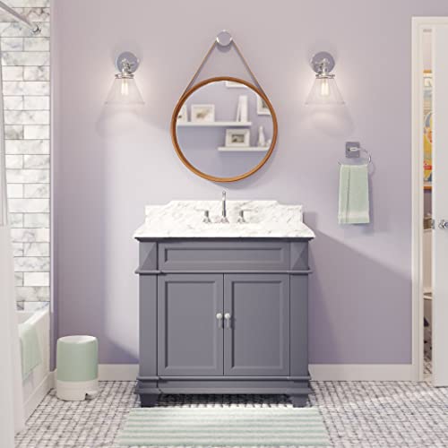Elizabeth 36-inch Bathroom Vanity (Marine Gray/Carrara): Includes Marine Gray Cabinet with Authentic Italian Carrara Marble Countertop and White Ceramic Sink