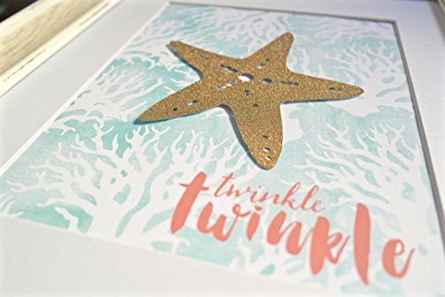 Teal, Coral and Gold Starfish Nursery Art, Starfish Decor - Twinkle Twinkle