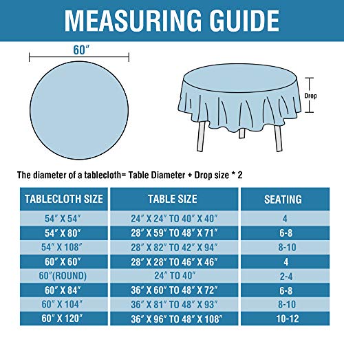 H.VERSAILTEX Linen Textured Table Cloths Round 60 Inch Premium Solid Tablecloth Spill-Proof Waterproof Table Cover for Dining Buffet Feature Extra Soft and Thick Fabric Wrinkle Free, Aqua