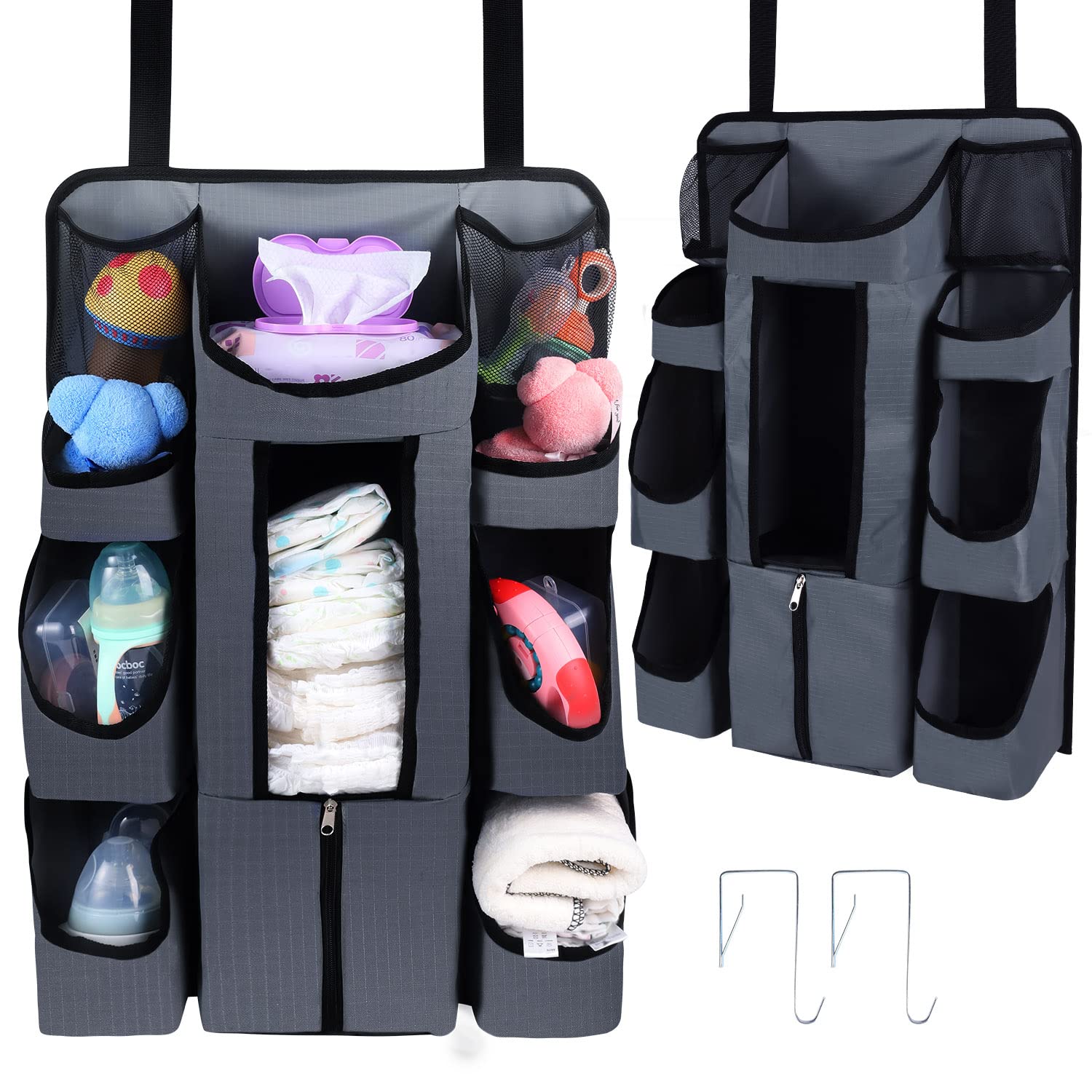 Crisinant Over the Door Organizer Hanging Nursery Organizers and Storage Diaper Stacker Baby Diaper Storage Organizer Hanging Diaper Caddy Organizer for Baby Essentials