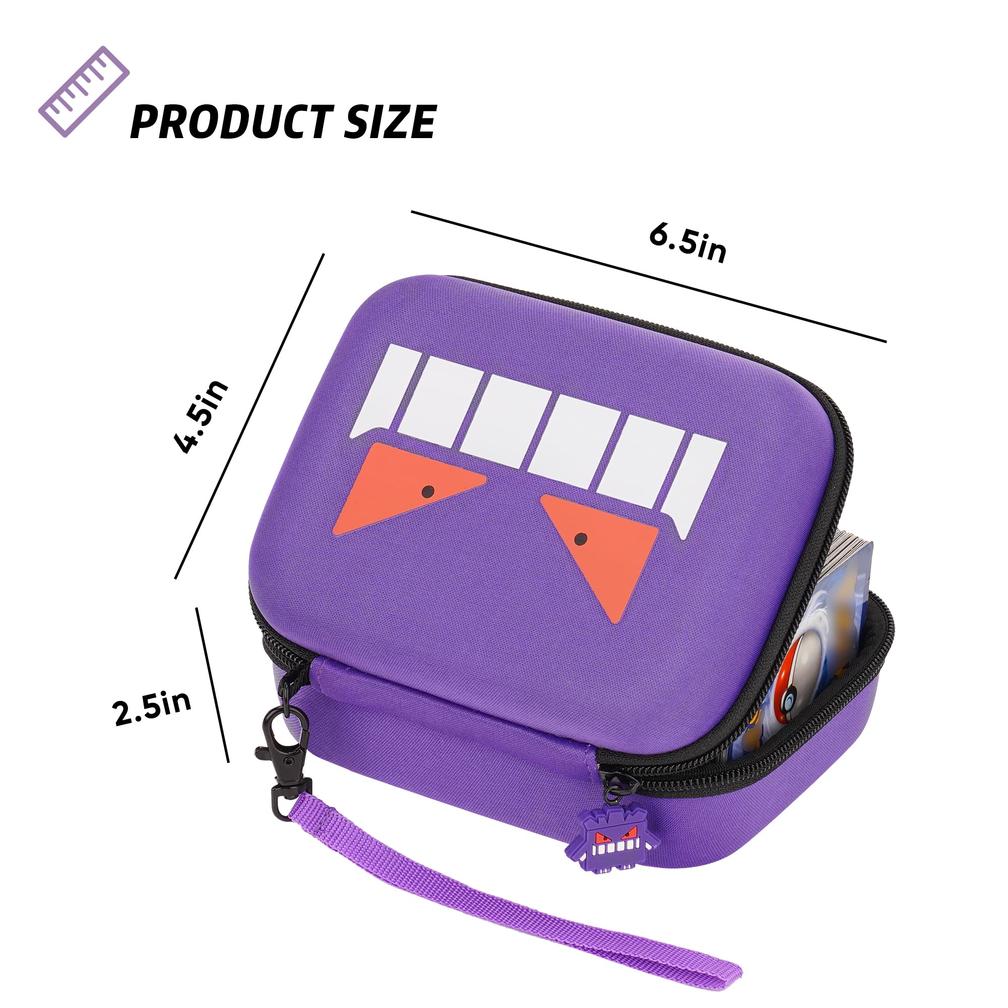 RHCOM Carrying case Compatible with PM Cards, Gifts for Boys, Cards Storage Box fits Yugioh, Magic MTG Cards and PM, Holds 500 Cards(Purple)