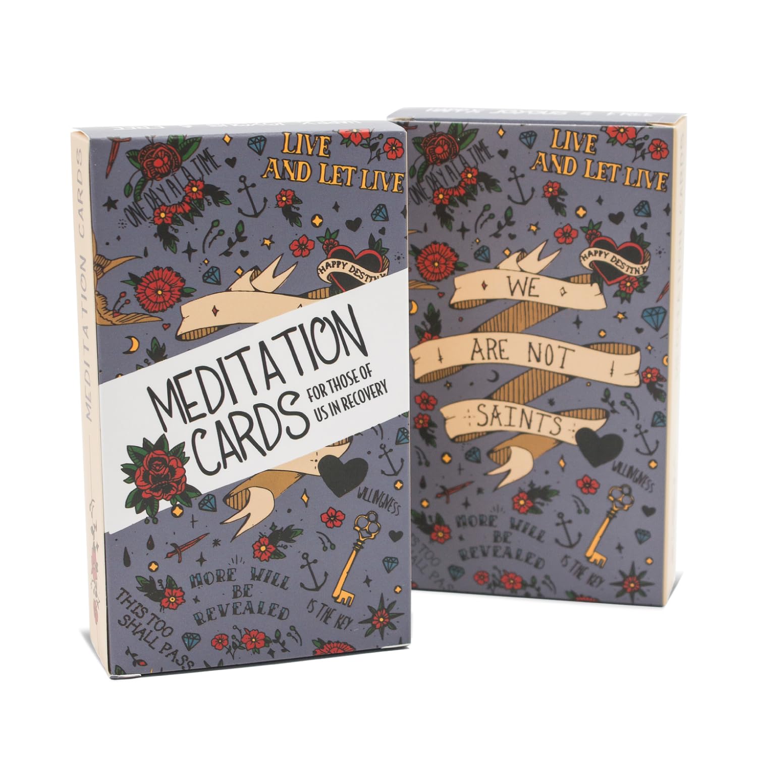 Sober Cards Meditation Cards - Stress Relief Mindfulness Cards for Meditation & Relaxation - Encouragement Cards - Compact Size Sobriety Gifts for Men & Women - 50 Slogans Per Deck