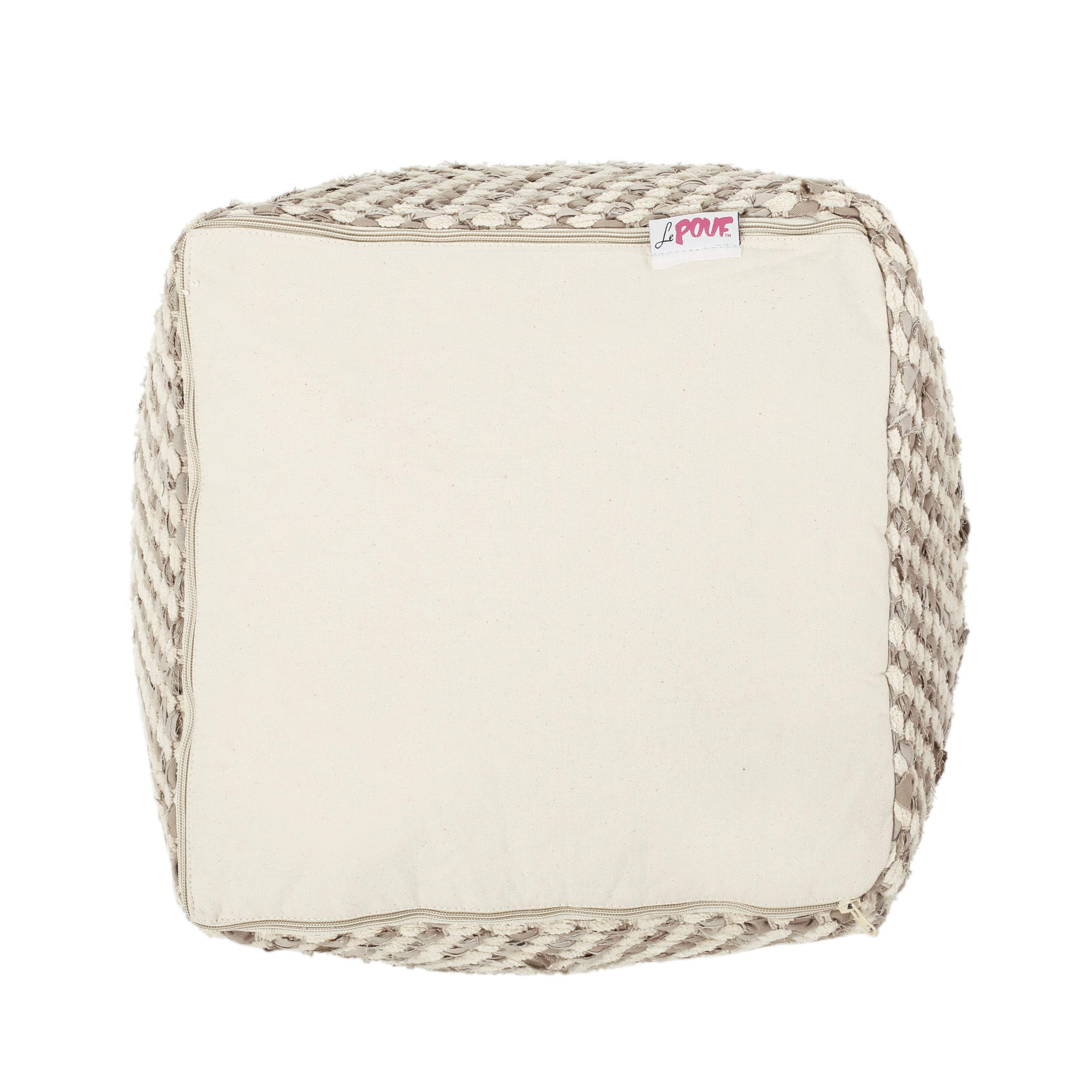 Christopher Knight Home Pouf, Ivory + Beige